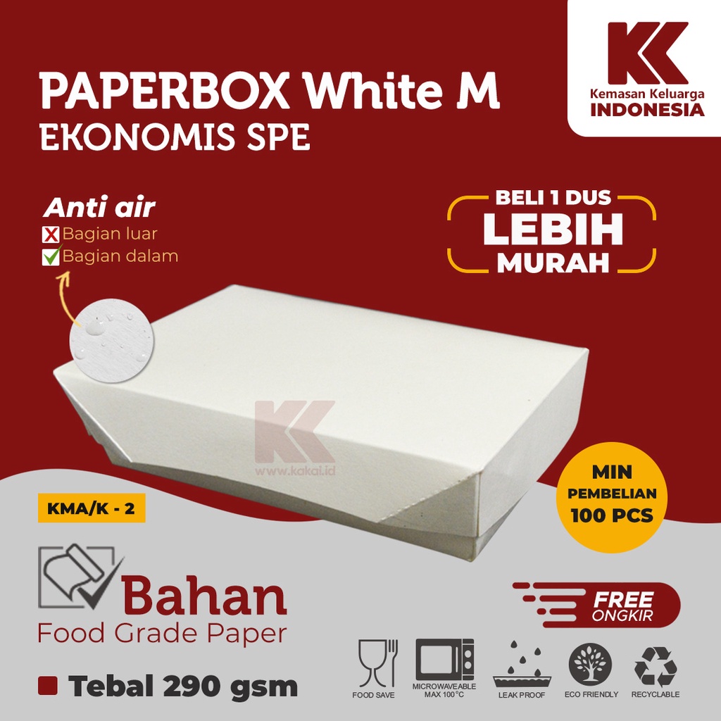 Jual PAPERBOX M / LUNCH BOX WHITE M / BOX TAKE AWAY PUTIH / PEMBUNGKUS ...