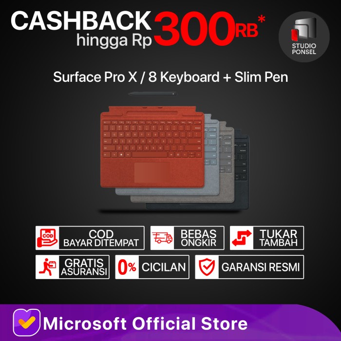 Jual Microsoft Surface Pro X / 8 Signature Type Cover keyboard Slim Pen ...