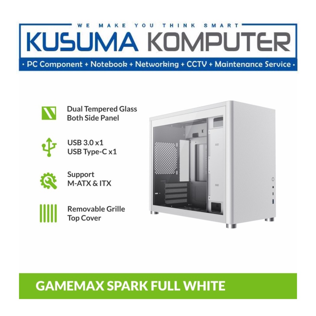 Jual Gamemax Spark Full White Micro ATX Casing PC Gaming | Shopee Indonesia