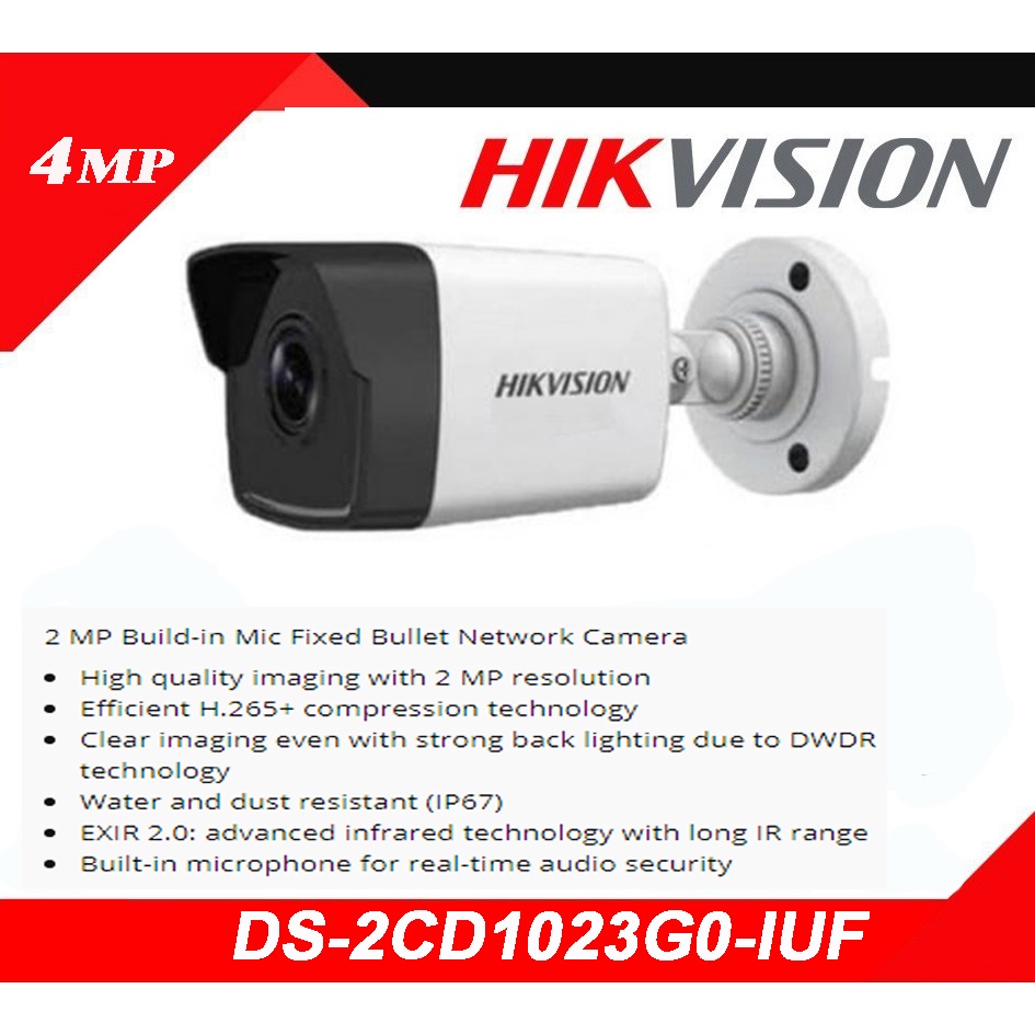 Jual IP CAMERA HIKVISION DS-2CD1023G0-IUF 2MP H.265+ Mic | Shopee Indonesia