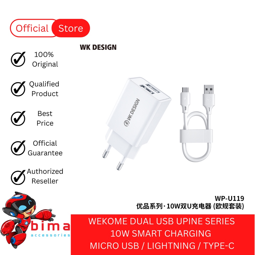 Jual WEKOME WP-U119 Upine 10W Iphone Charger Dual Port for Micro ...