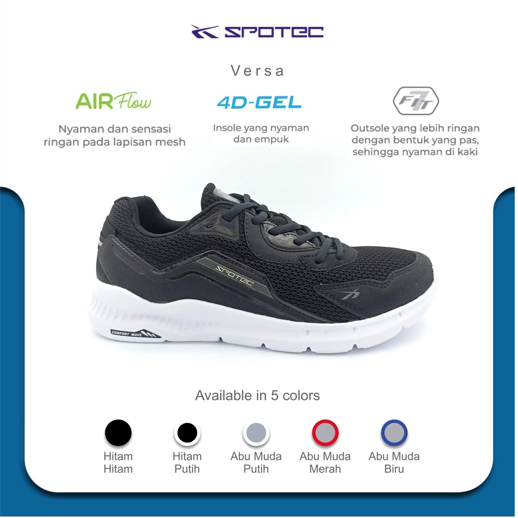 Jual SPOTEC Sepatu RUNNING Artikel VERSA-Hitam/Putih | Shopee Indonesia