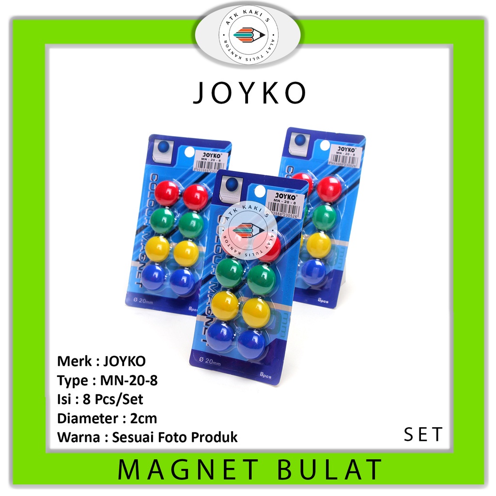 Jual JOYKO - Magnet Papan Tulis Whiteboard Kulkas MN-20-8 Bulat 2 cm ...