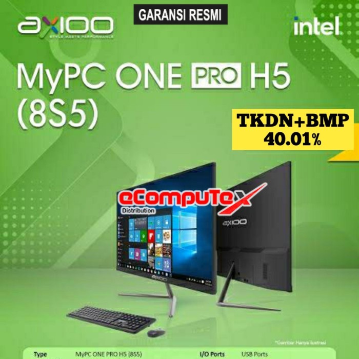 Jual PC AIO AXIOO MYPC ONE PRO H5 (8S5) i5 RAM 8GB 512GB 21.5"FHD TKDN ...