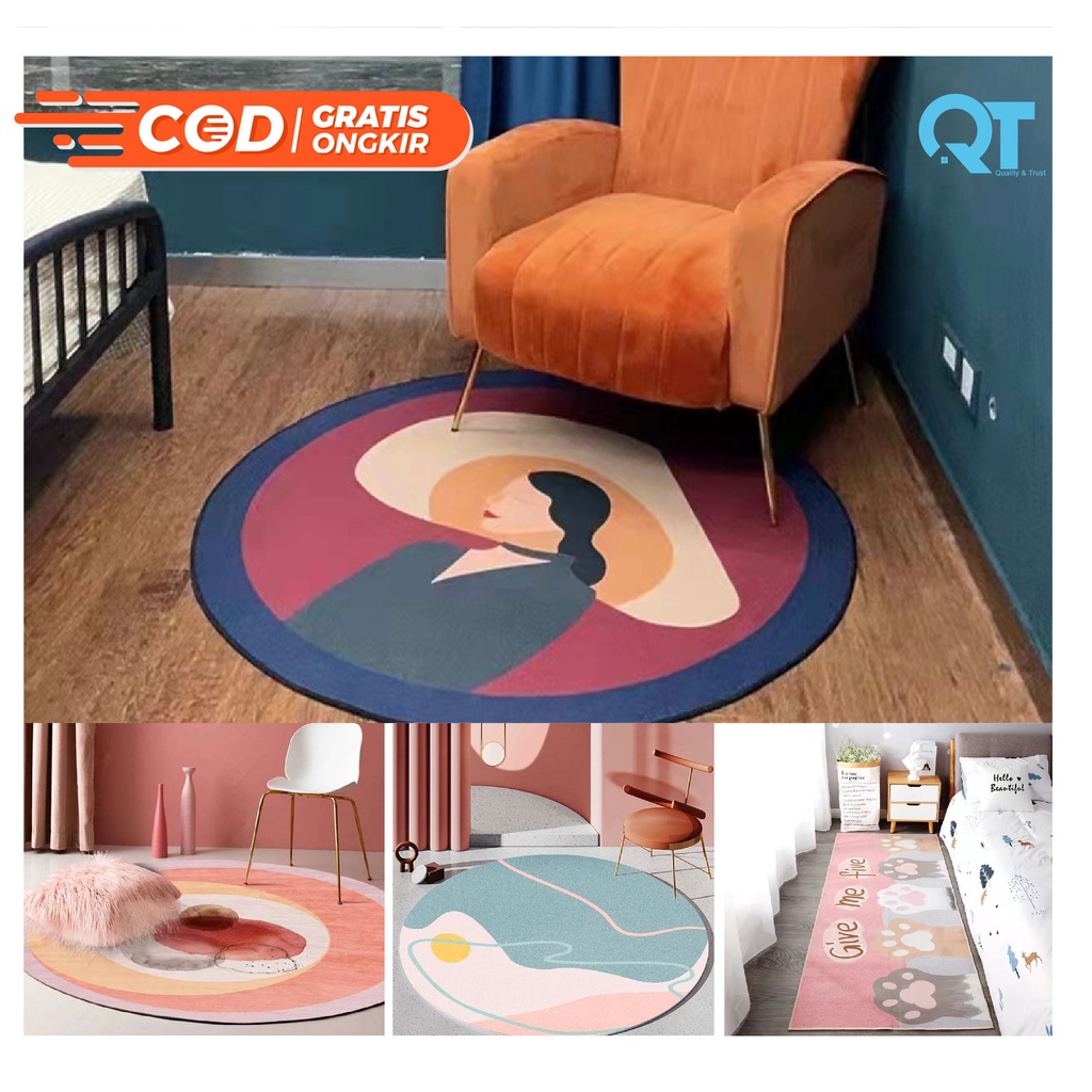 Jual Karpet Lantai Anti Slip Permadani Minimalis Modern Bulat Elegan ...