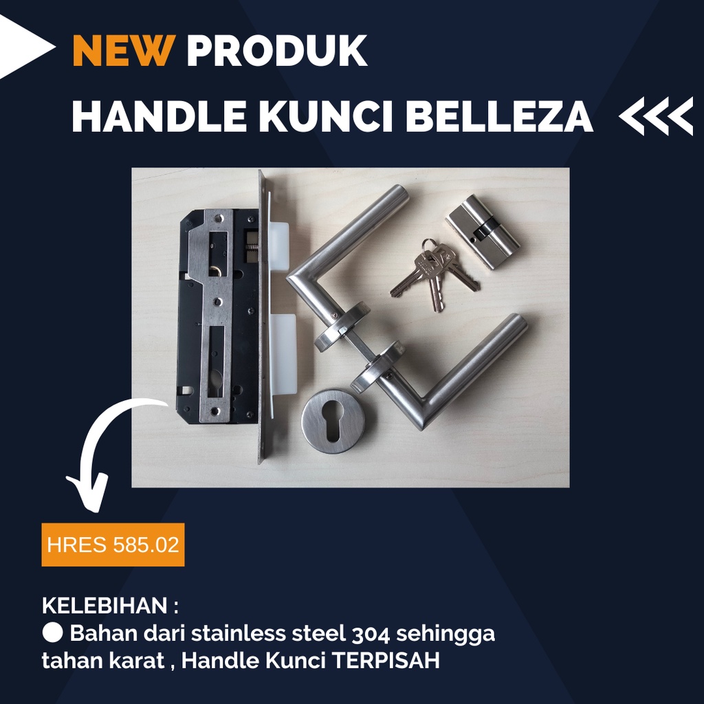 Jual Paket Handle Kunci Pintu Set Pisah Belleza Kend Hres 858 02 Solid ...