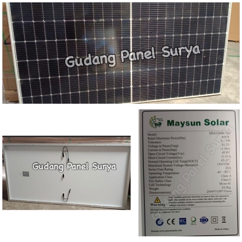 Jual Solar Panel Surya Solarcell 455WP Monocrystalline PV 455wp Mono (Maysun Solar) MS455MB-72H ...