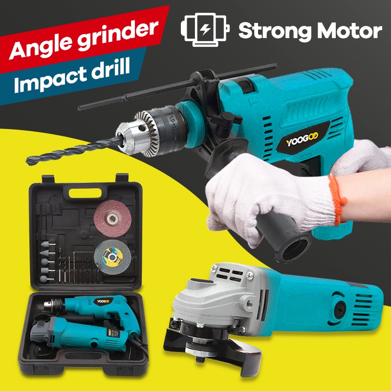 Jual 2Pcs Electric Drill Power Tool Set 2in1 Electric Angel Grinder Drill Set Hand Drill and ...