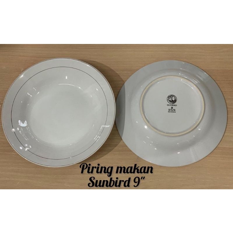 Jual SUNBIRD - PIRING MAKAN KERAMIK POLOS 9" lis mas / polos | Shopee ...