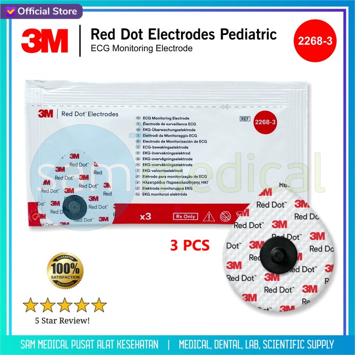 Jual 3M Red Dot Electrode / ECG Monitoring Electrode Pediatric 2268-3 ...