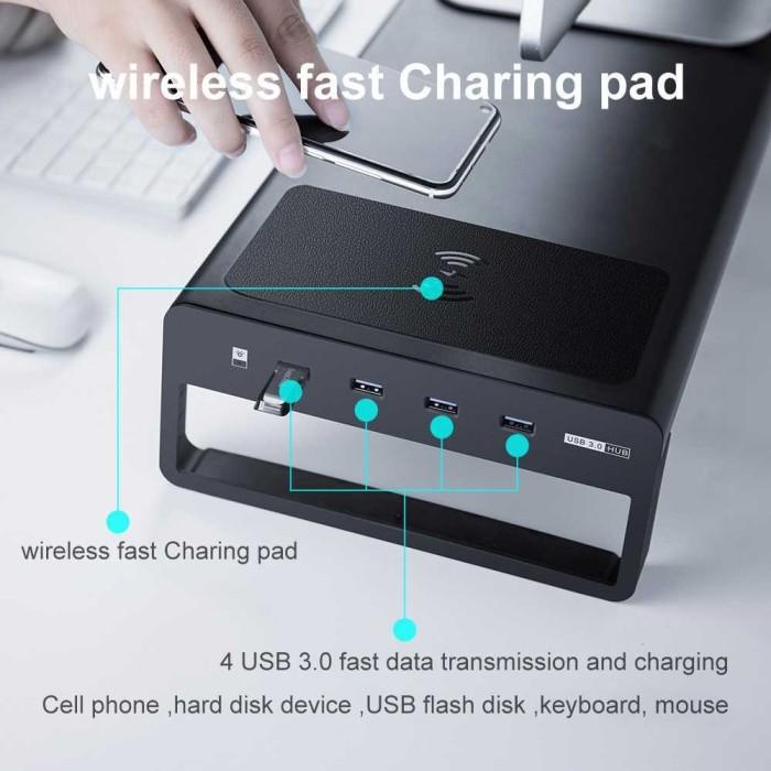 Jual Vaydeer Meja Monitor Stand Riser 4 Port Usb 3.0 + Wireless ...