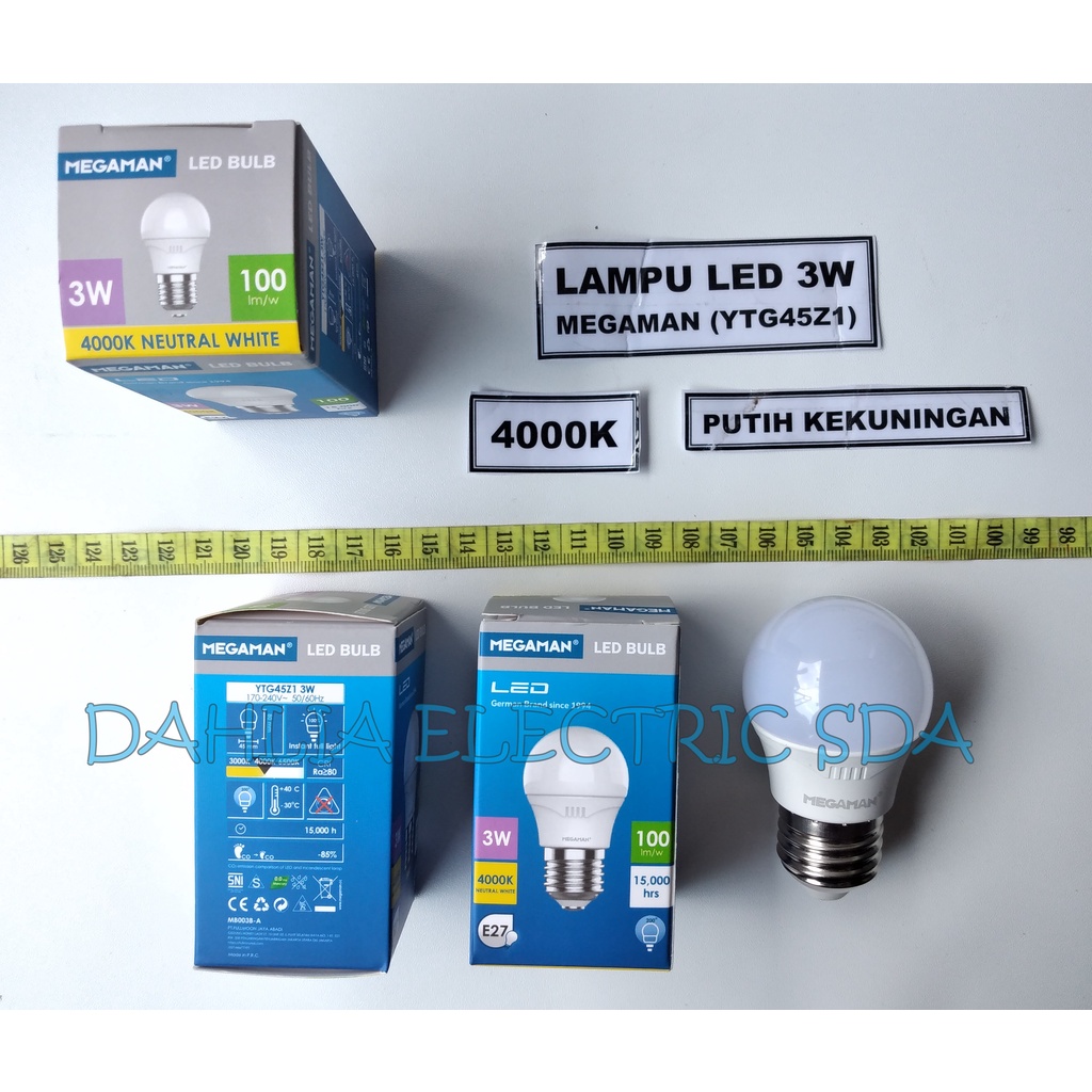 Jual LAMPU LED 3W MEGAMAN PUTIH KEKUNINGAN 4000K YTG45Z1 | Shopee Indonesia