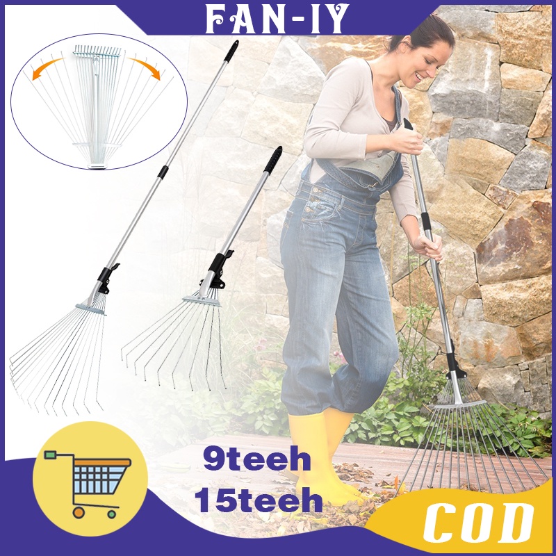 Jual 15Teeth Sapu Garuk Stainless / Dapat Diperpanjang Garden Rake ...