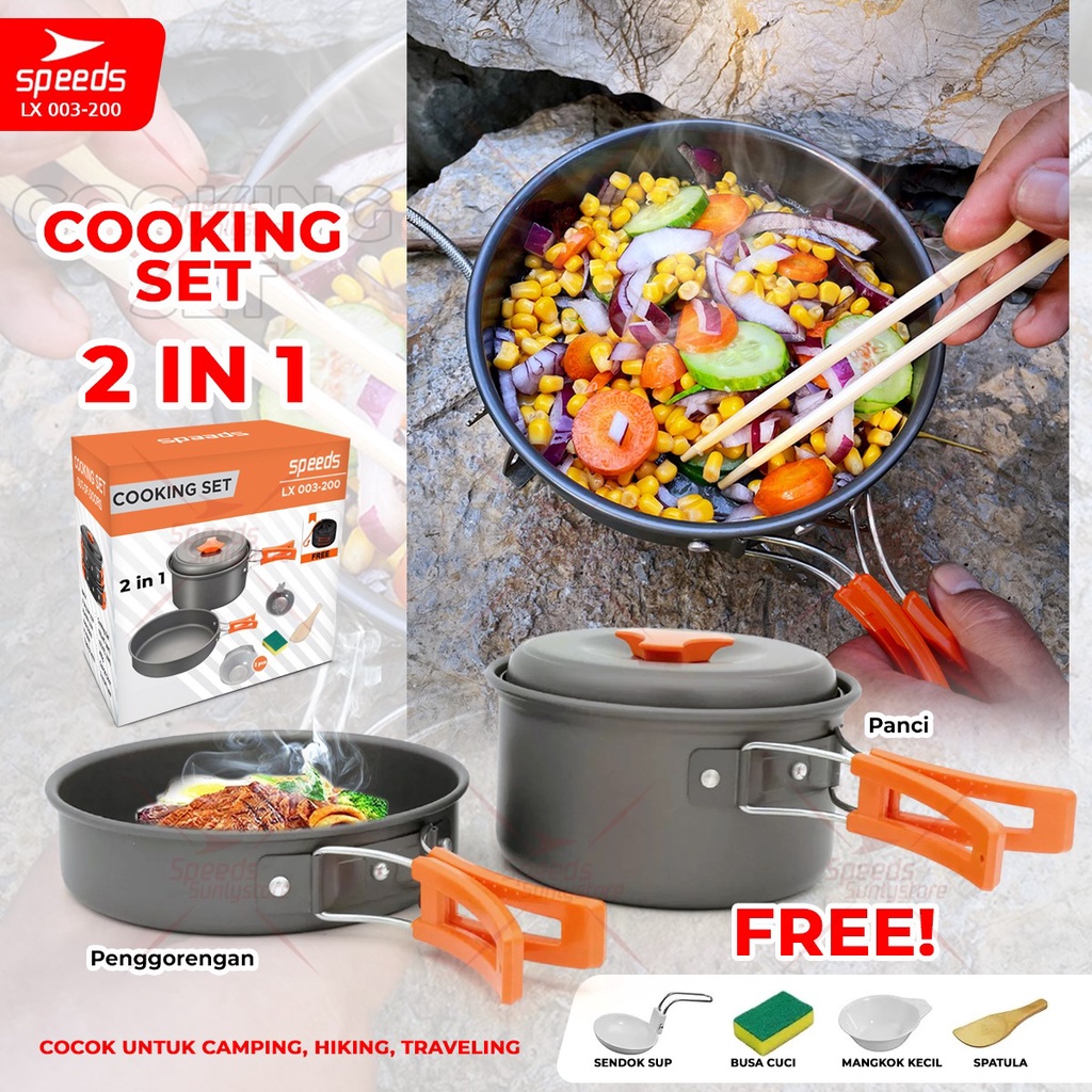 Jual SPEEDS Alat Masak Set Mini Camping Cooking Set 2-3 Orang Nesting ...