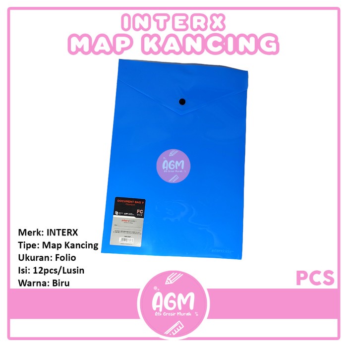Jual INTER X - Map Kancing V Opaque Warna Biru Folio- Pcs | Shopee ...