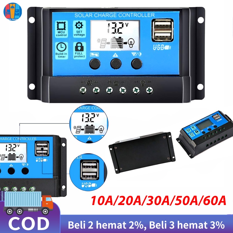 Jual 60A Solar Charge Controller 12V/24V 60A 50A 30A 20A 10A Solar Charge Controller LCD LED ...