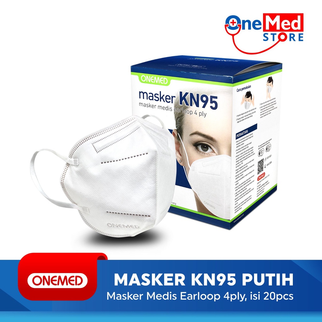 Jual Masker Karet KN95 OneMed 4ply Box isi 20pcs - Putih OP | Shopee Indonesia