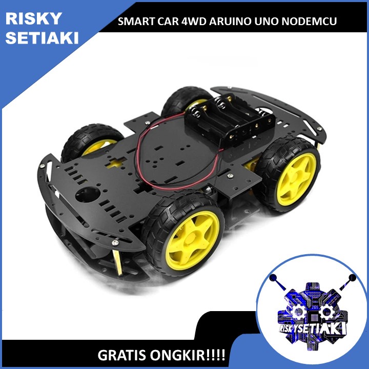 Jual SMART CAR 4WD ARUINO UNO NODEMCU RASPBERRY SMARTCAR ROBOT BLACK ...