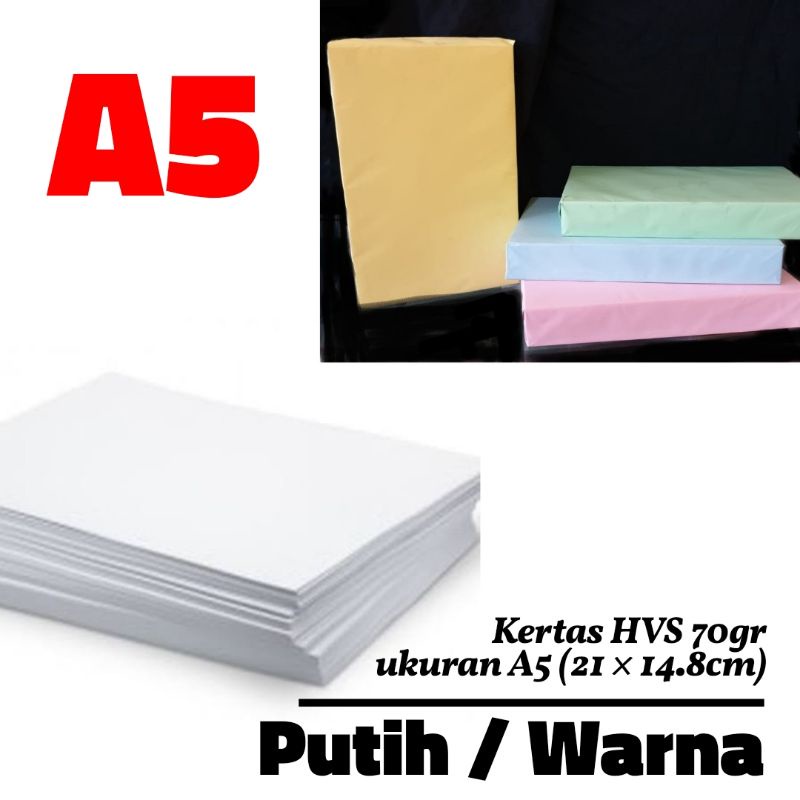 Jual Kertas HVS 70 gsm uk. A5 | isi 500 lembar | Shopee Indonesia