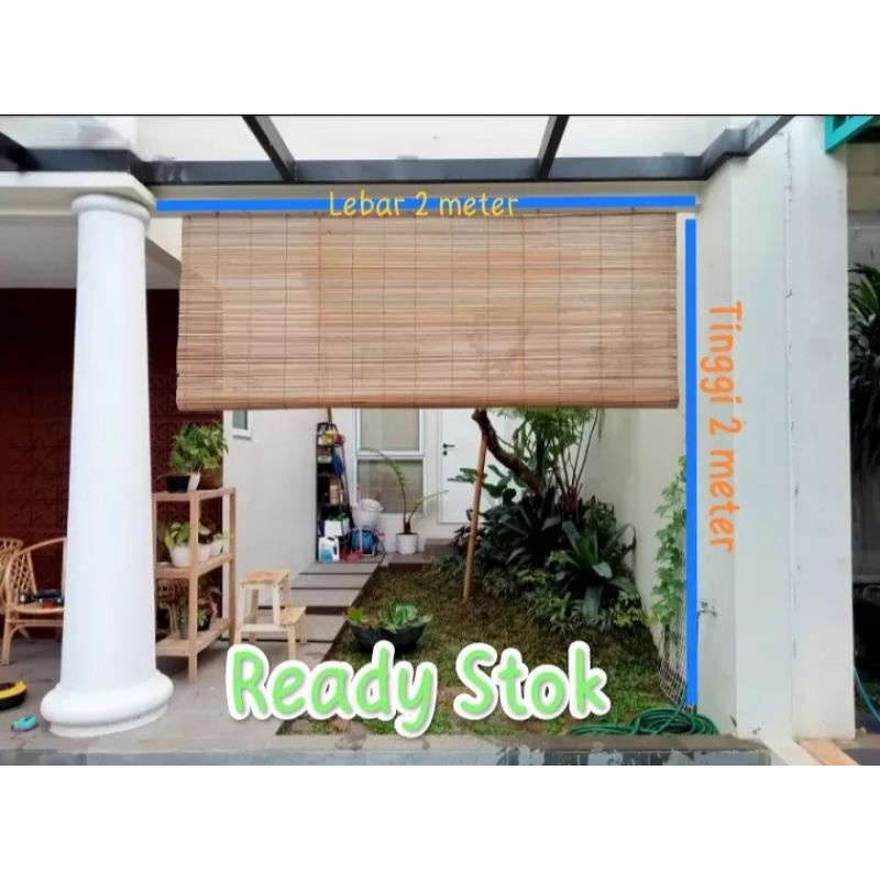 Jual krey Bambu sawit outdoor ukuran 2x2m+ Tali kerekan | Shopee Indonesia