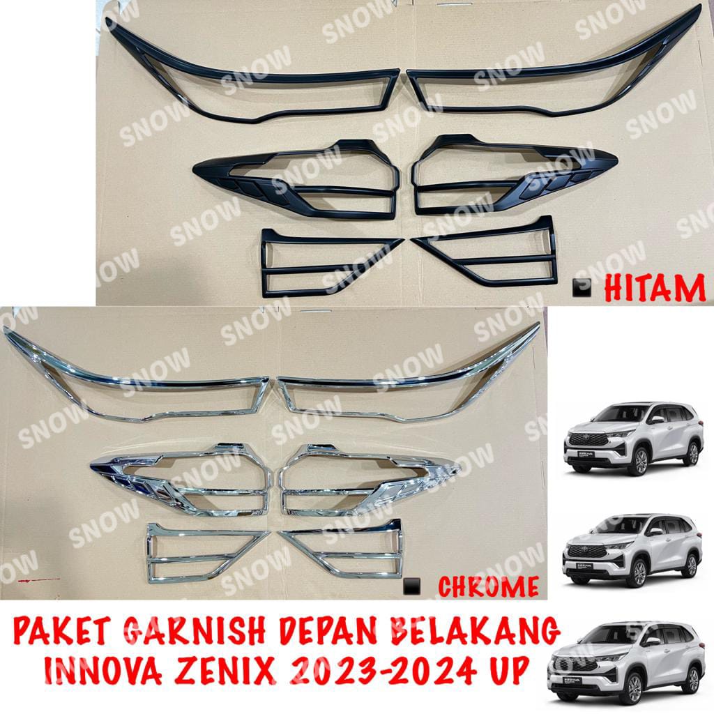 Jual Paket Garnish Lampu Depan Belakang Innova Zenix 2022 2023 2024 UP Hitam Chrome Carbon ...