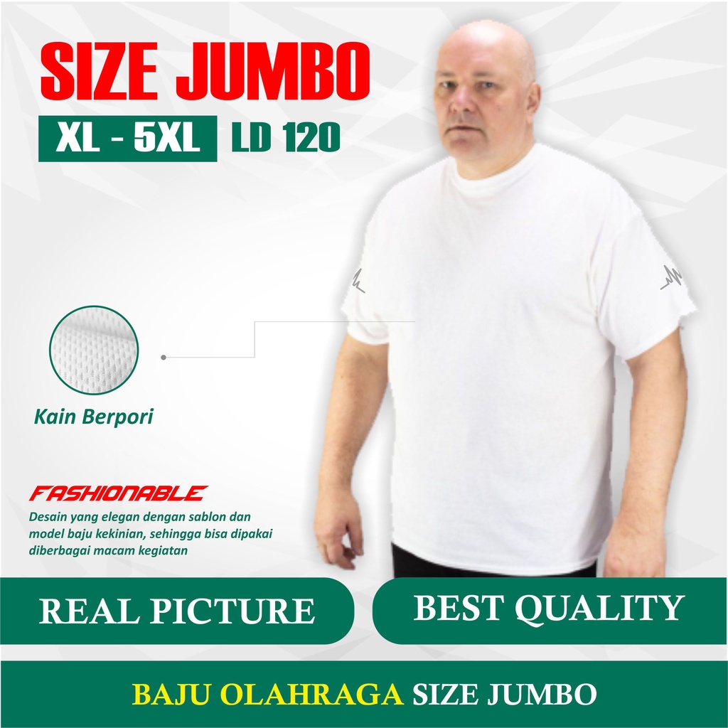 Jual Baju Olahraga JUMBO Kaos Sport Big Size XL XXXL XXXXL LD 120 100kg +++ | Shopee Indonesia