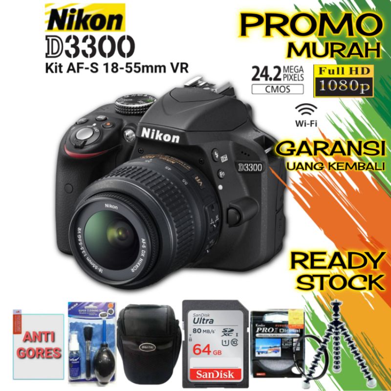 Jual (NEW) NIKON D3300 KIT LENSA AF-S 18-55MM VR BERGARANSI 1 TAHUN - PRODUK ORIGINAL 100% ...