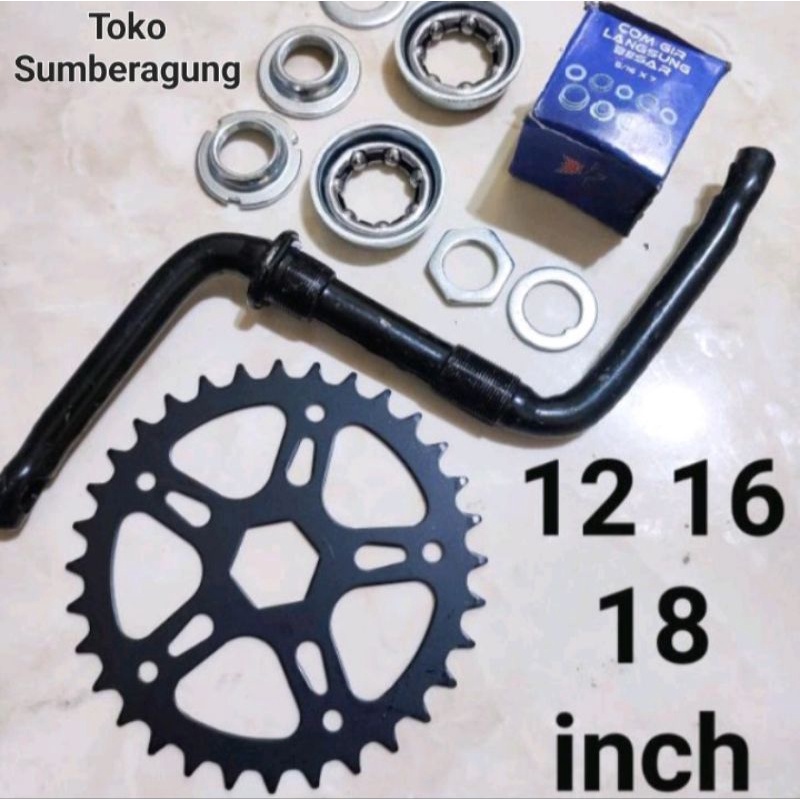 Jual Crank set gir langsung sepeda anak2 ukuran 12 16 18-san piringan ...