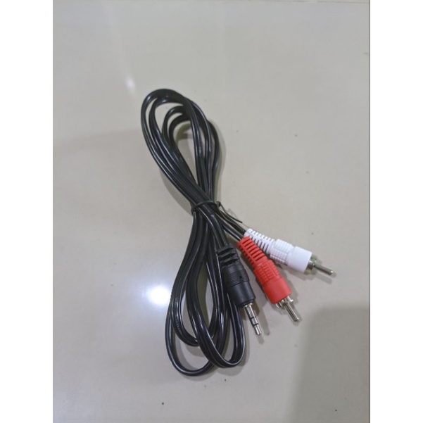 Jual kabel audio 2-1 jack 3,5mm stereo to rca 2 audio 1,5 Hitam Aux to ...