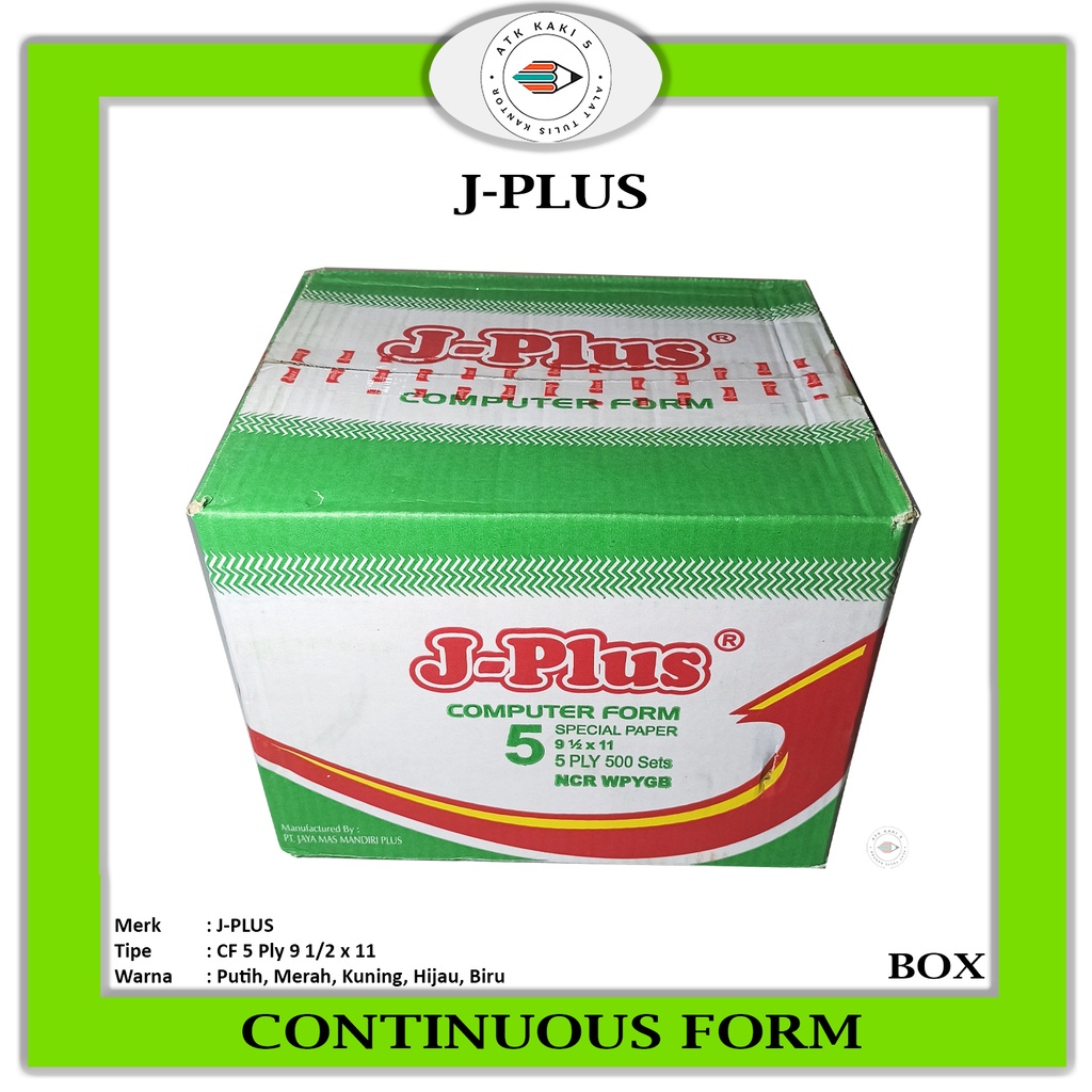 Jual J-PLUS - Continous Form 91/2 x 11 5 Ply ( K5 Jplus ) NCR / Kertas ...