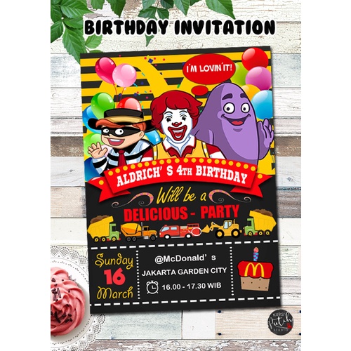 Jual Undangan ulang tahun birthday invitation tema ronald mcdonald mc ...