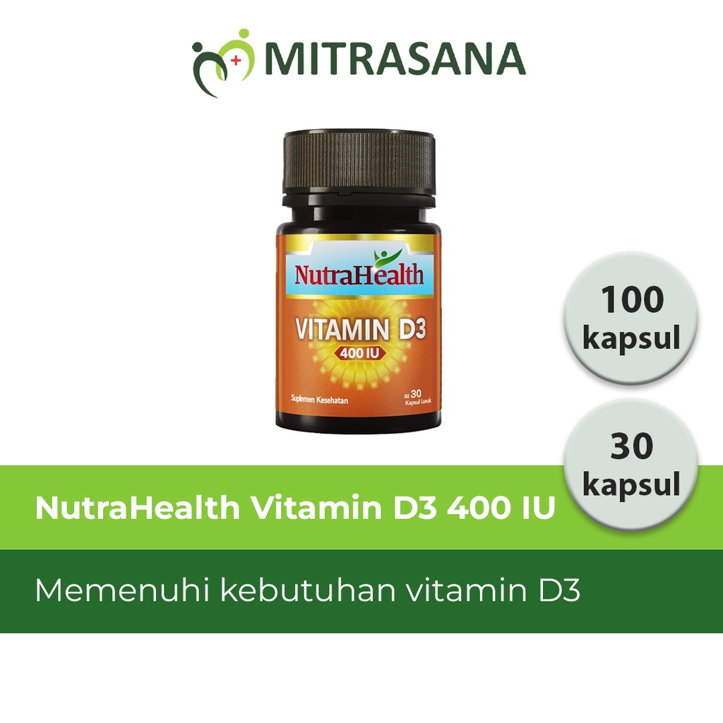 Jual NutraHealth Vitamin D3 400 IU - 30 & 100 Kapsul Lunak | Shopee Indonesia