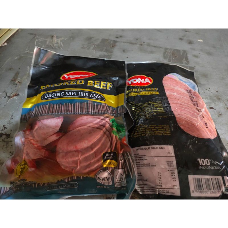 Jual YONA SMOKED BEEF ISI 12 PCS KEMASAN 250GR | Shopee Indonesia
