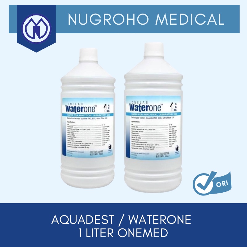 Jual aquadest / waterone 1 liter onemed/PURE WATER Aquadest / Distilled ...