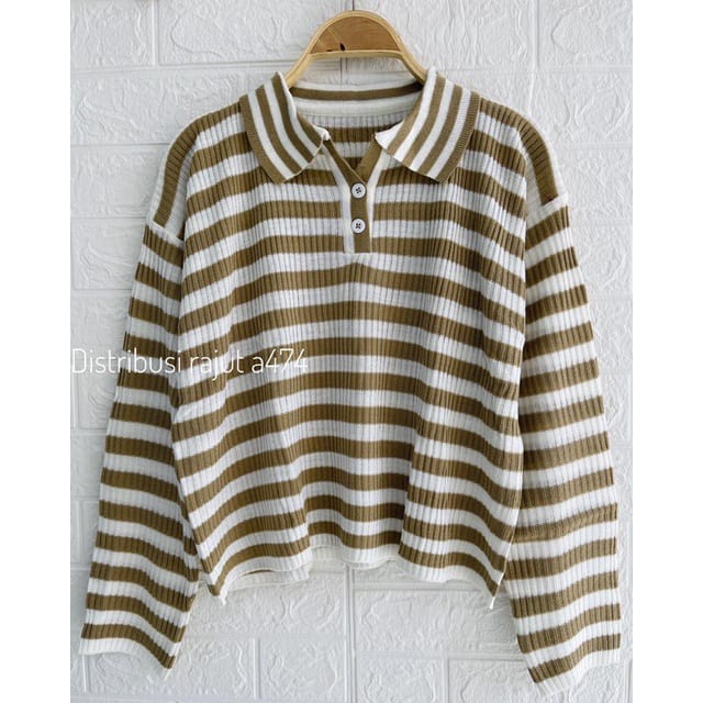 Jual SWEATER RAJUT SILVANA OVERSIZE MOTIF STRIP BLASTER/ATASAN RAJUT ...