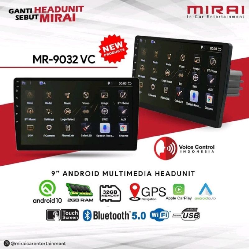 Jual Head Unit Android MIRAI MR 9032 VC / MIRAI 9032 VC / MIRAI MR-9032 VC | Shopee Indonesia