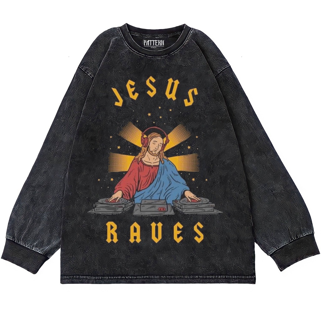 Jual Patternmerch "Jesus raves" Oversize T-Shirt | Longsleeve Oversized ...