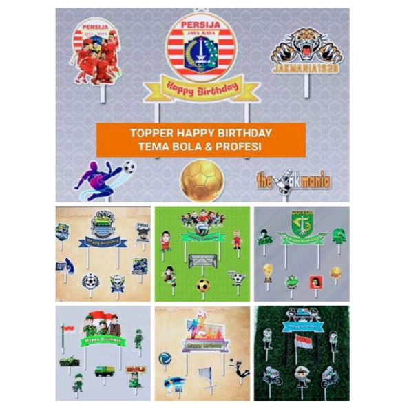 Jual TOPPER KUE ULANG TAHUN TEMA BOLA & PROFESI (1 SET) | Shopee Indonesia