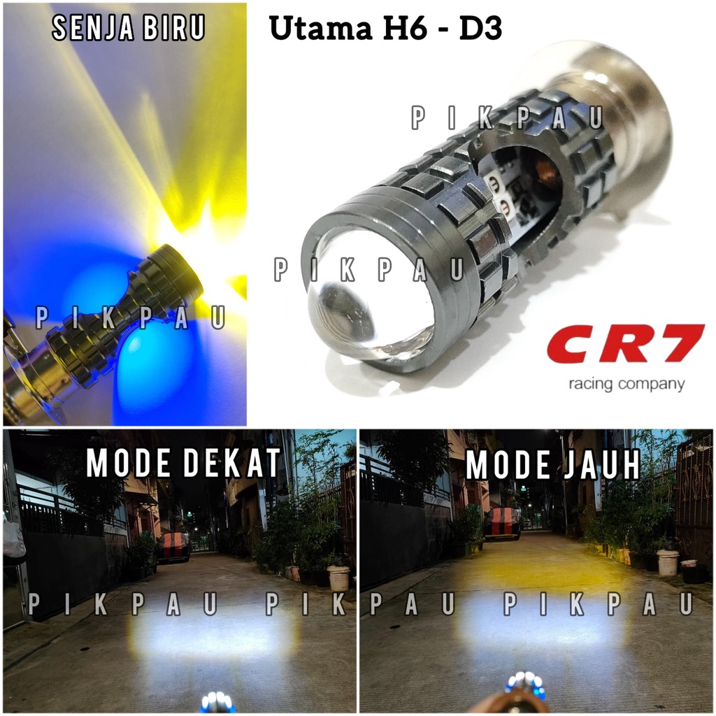 Jual CR7 Lampu Utama LED H6 D3 Tipe Laser Senja Biru High Low | Shopee Indonesia