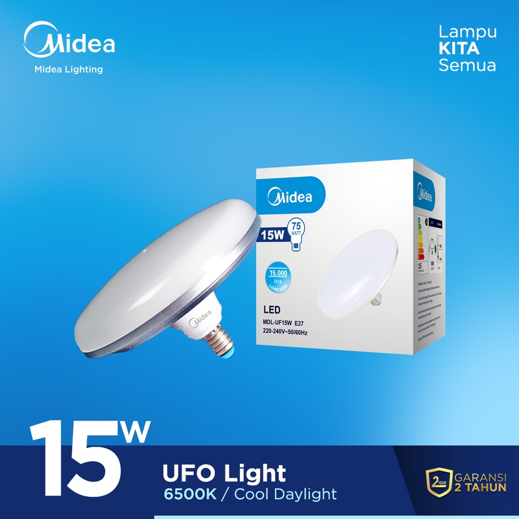 Jual Midea Lighting - Lampu LED UFO 15 Watt 6500K - White - Coolday ...
