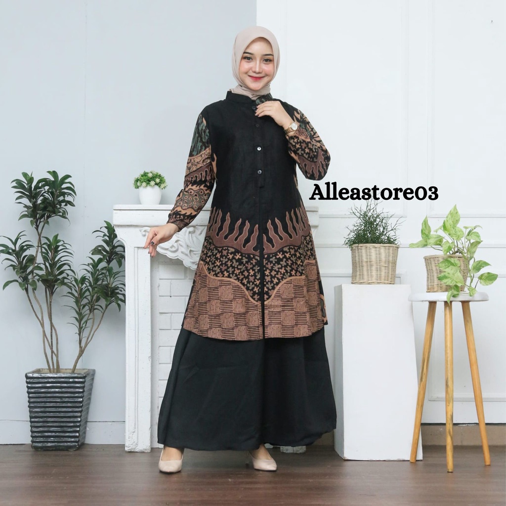 Jual Gamis Batik Motif Bunga Surya Modern Premium, Dress Muslim, Gamis ...