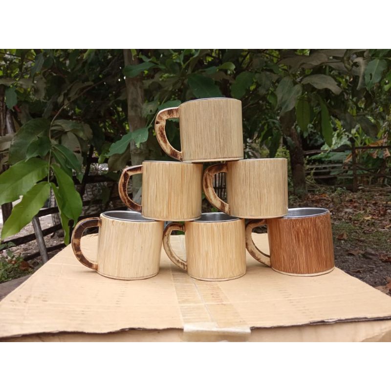 Jual gelas cangkir bambu unik, cangkir gelas bambu stainless unik ...