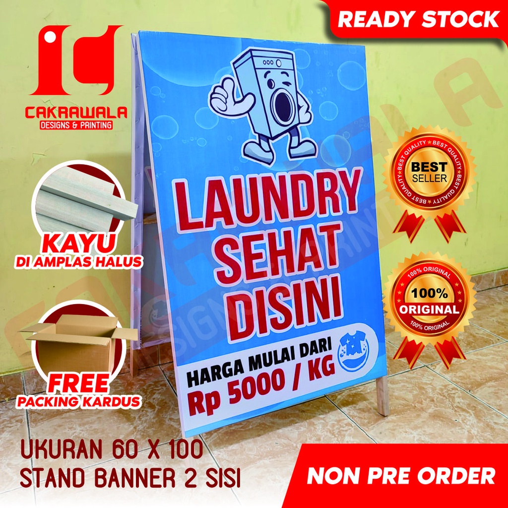 Jual STAND BANNER KAYU PROMOSI LAUDRY UKURAN 60 X 100 - SEGITIGA BANNER ...
