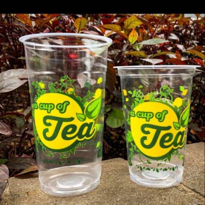 Jual GELAS PLASTIK SABLON CUP OF TEA 22 OZ STARINDO | Shopee Indonesia