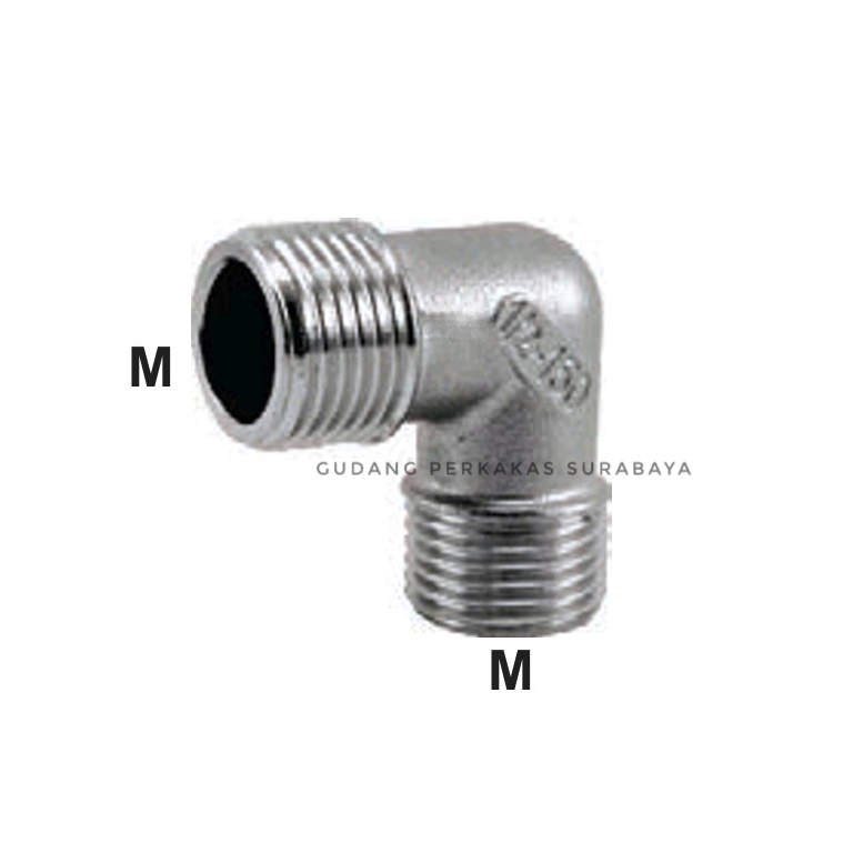 Jual KNEE DRAT LUAR PIPA STAINLESS M x M MALE ELBOW SUS304 SAMBUNGAN PIPA DRAT LUAR STAINLESS ...