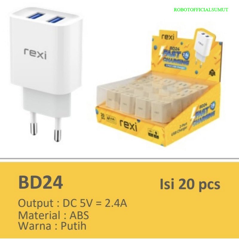 Jual Rexi BD24 Dual Port Charger 2.4A Original | Shopee Indonesia