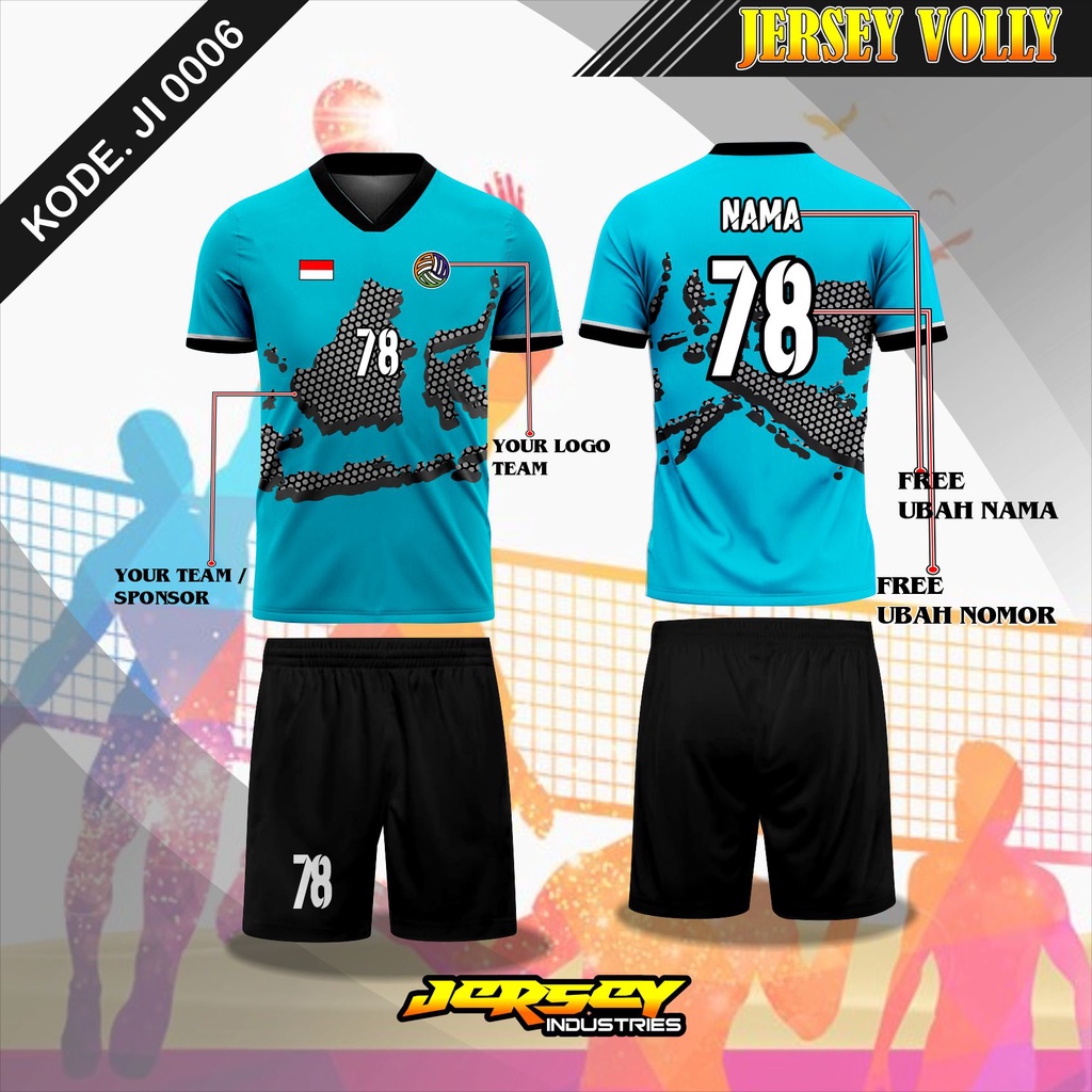 Jual Setelan Jersey Volly Full Printing, Baju Jersey Team Volly Desain ...
