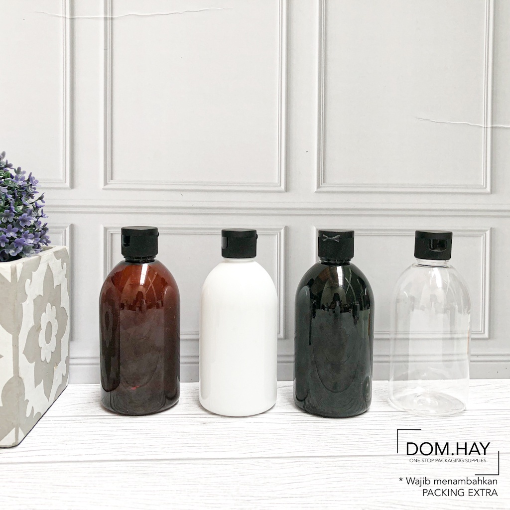 Jual 250ml Oval Botol Fliptop Hitam Plastik PET Lotion Handsoap Hand ...