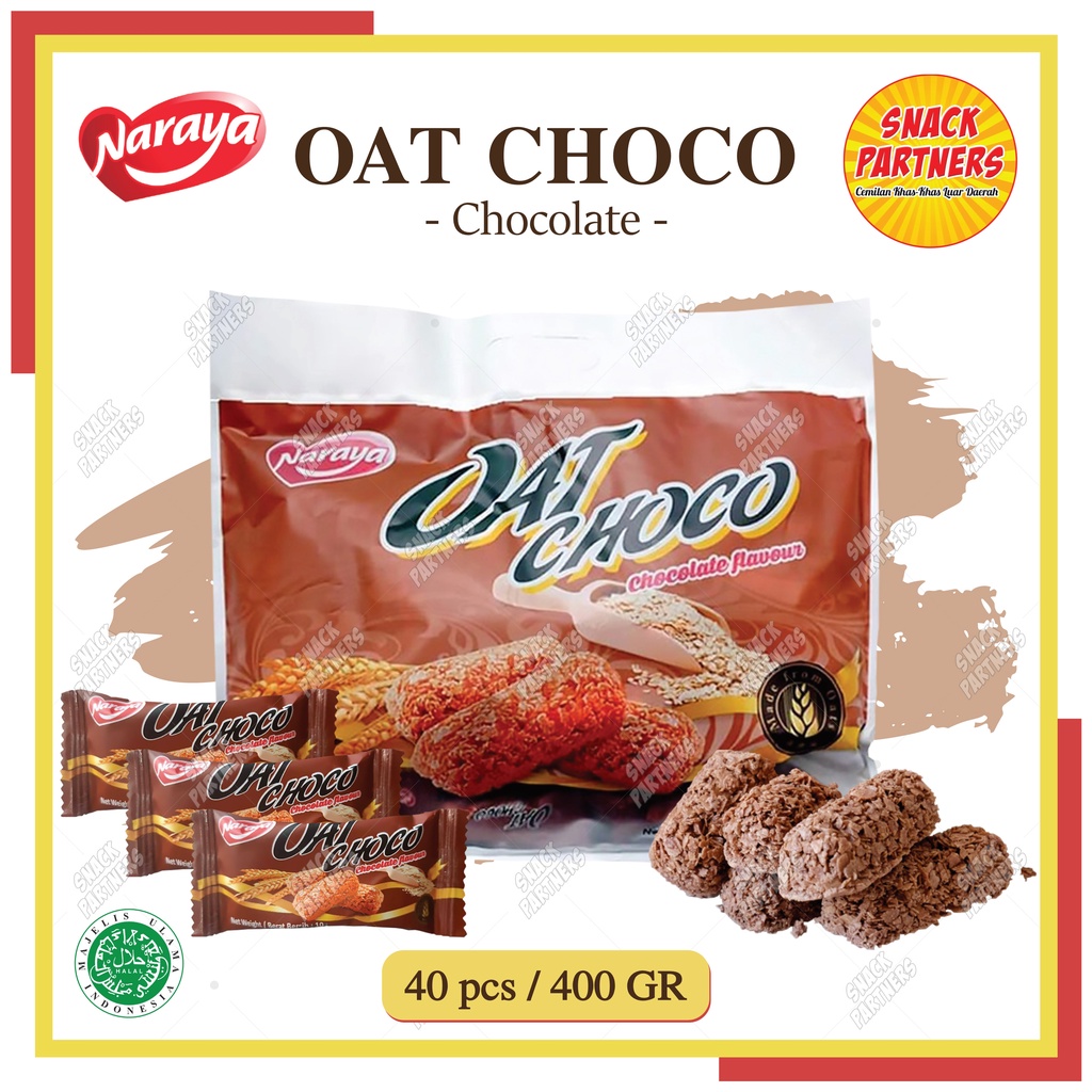 Jual NARAYA OAT CHOCO 40 PCS / 400 GR - Crispy Biscuit Snack Oat Bar ...