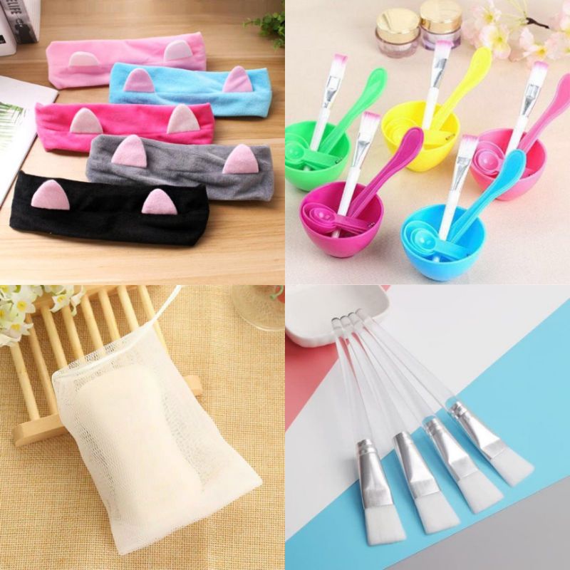 Jual KUAS MASKER BENING JARING SABUN BANDANA BANDO SET MANGKUK MASKER ...